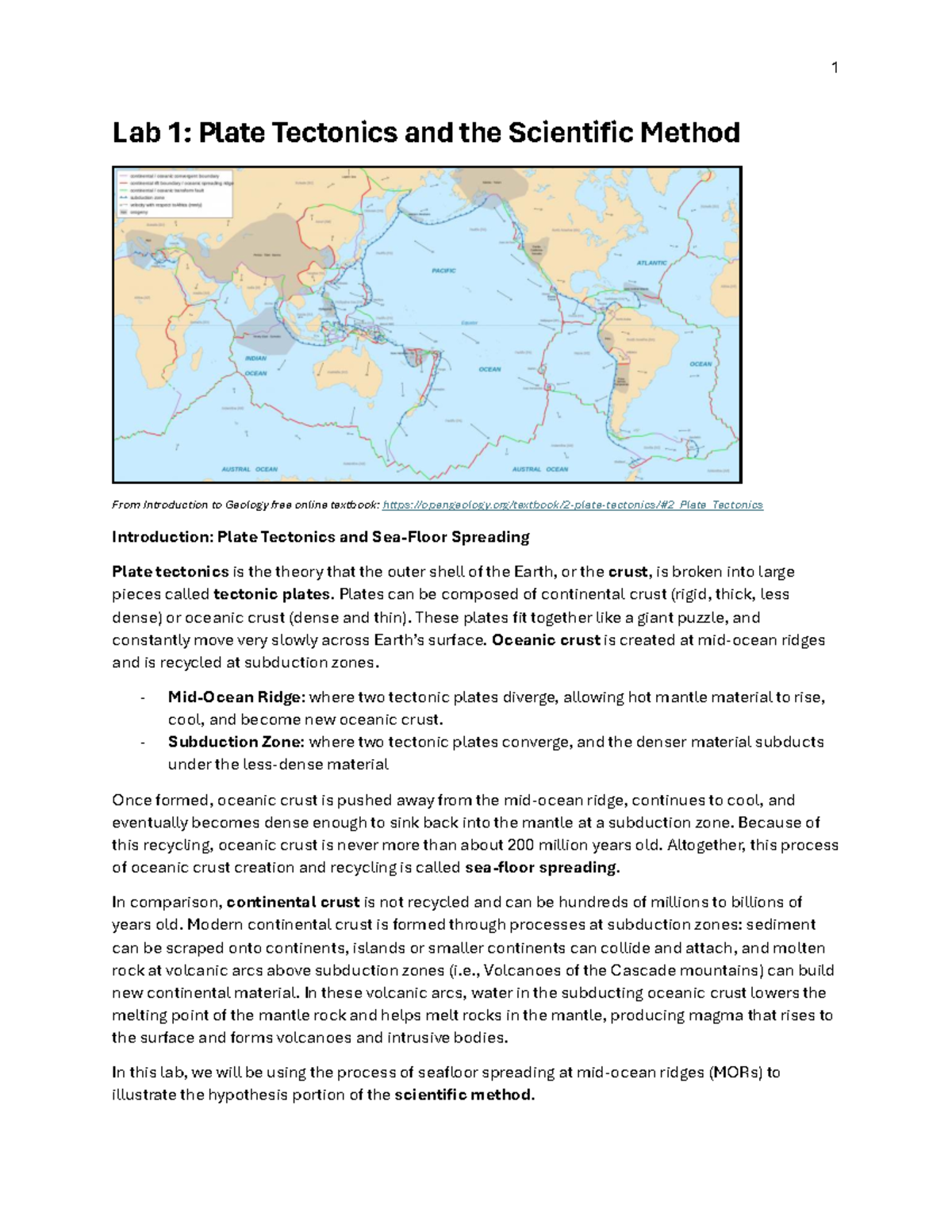LAB 1: Plate Tectonics & Scientific Method Overview (2026) - Studocu