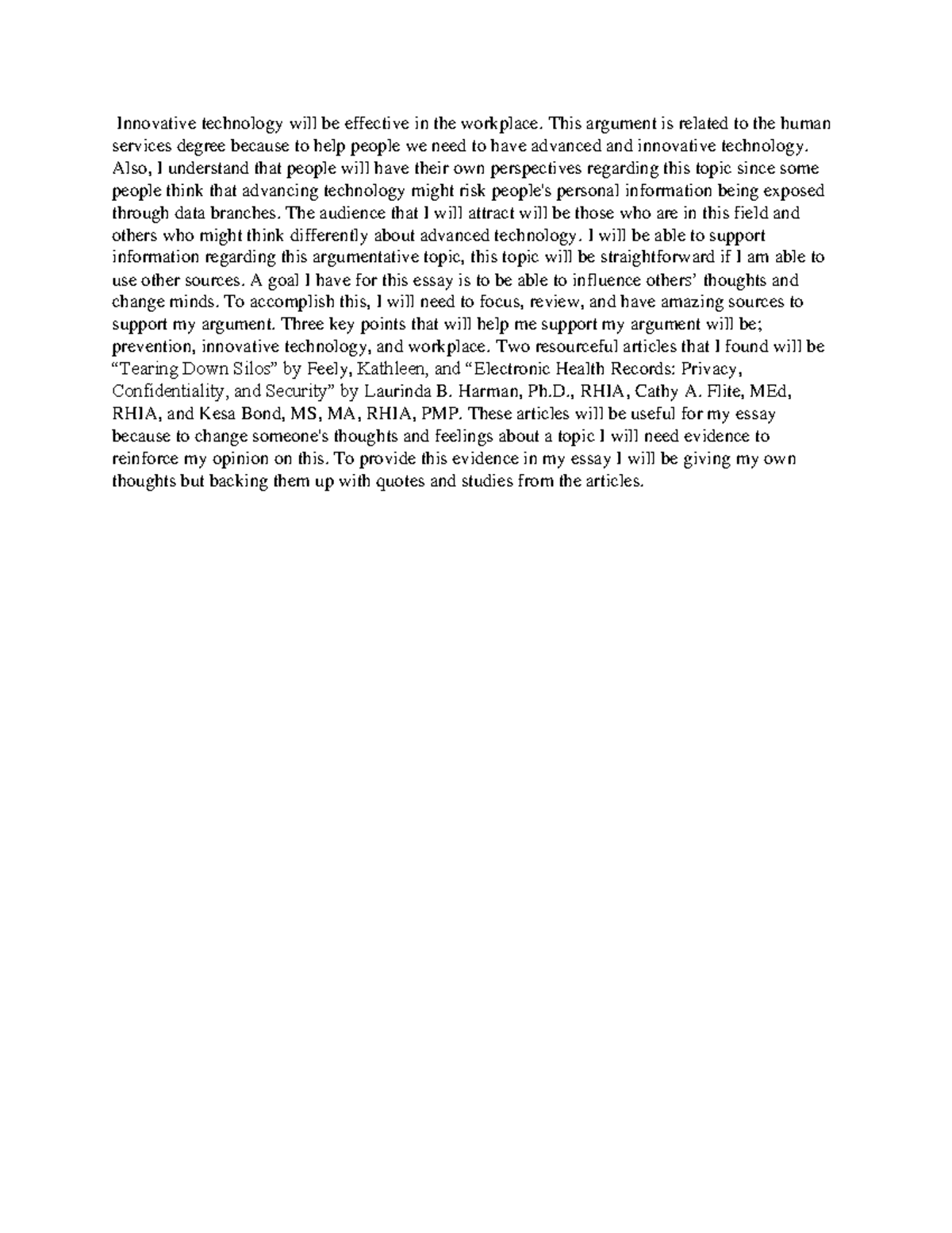 Writing notes module 2 english 123 - Innovative technology will be ...
