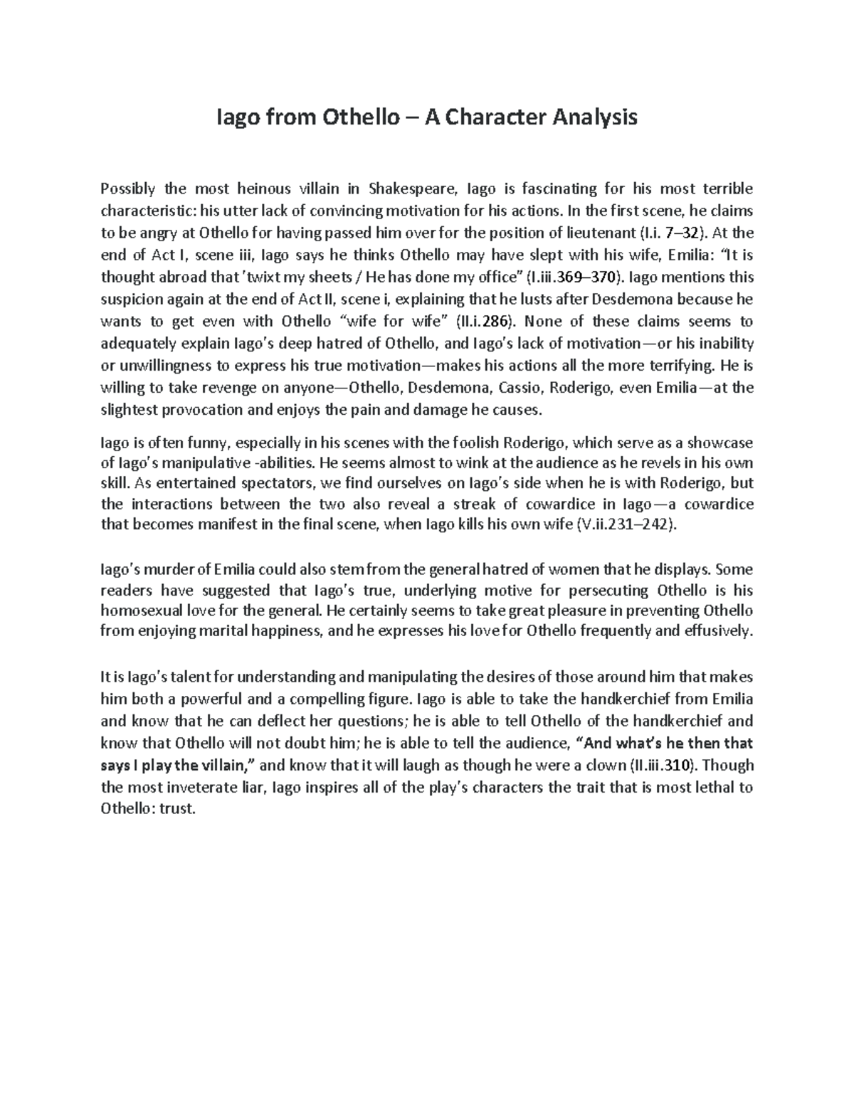 Iago Character Analysis in Othello: Unraveling the Villain’s Motives ...