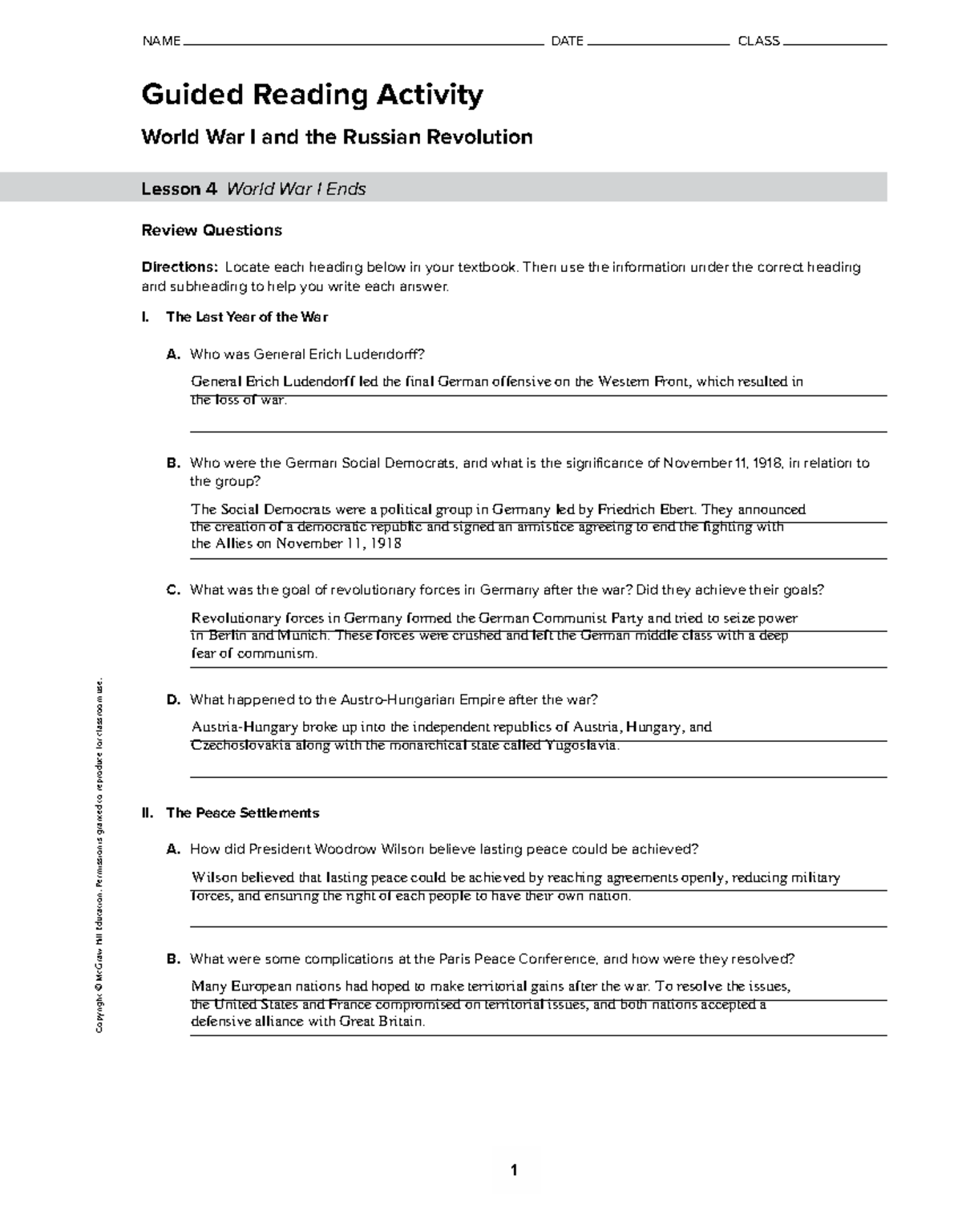 9.4 WS - World War I and the Russian Revolution Guided Notes - Studocu