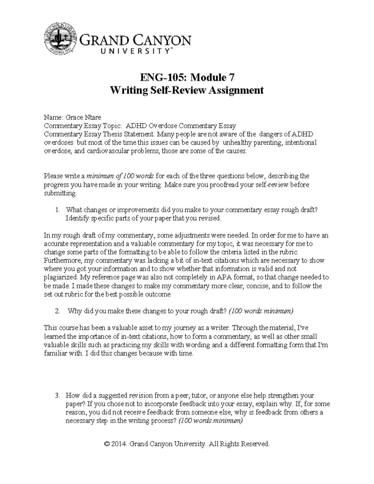 ENG-105-RS-Self Review Assignment - ENG-105: Module 7 Writing Self ...