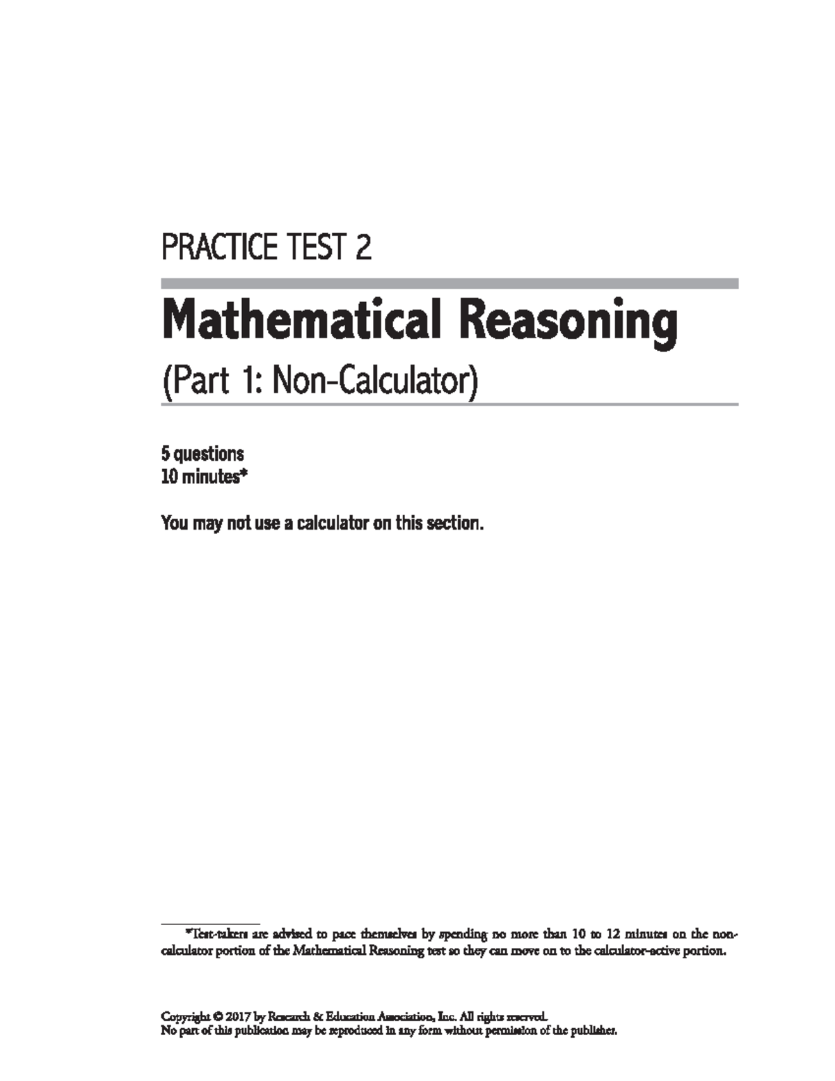 Mathematical Reasoning Practice Test 2 (Parts 1 & 2) - Studocu