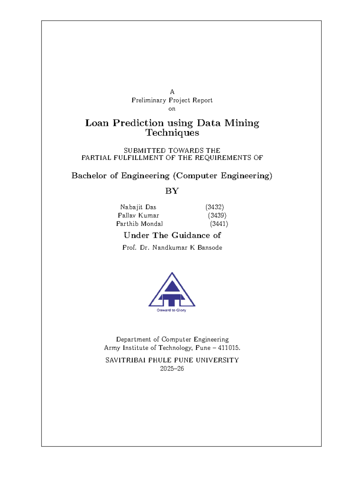 Loan Prediction Project Report (B.E. Comp Engg) - Data Mining ...