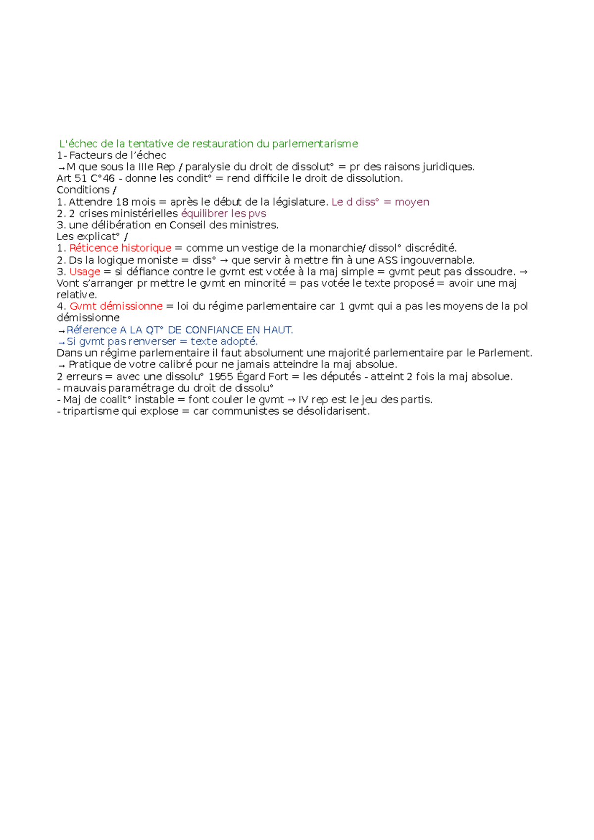 Fiche de Révision Droit Constitutionnel - Facteurs de Paralysie du ...