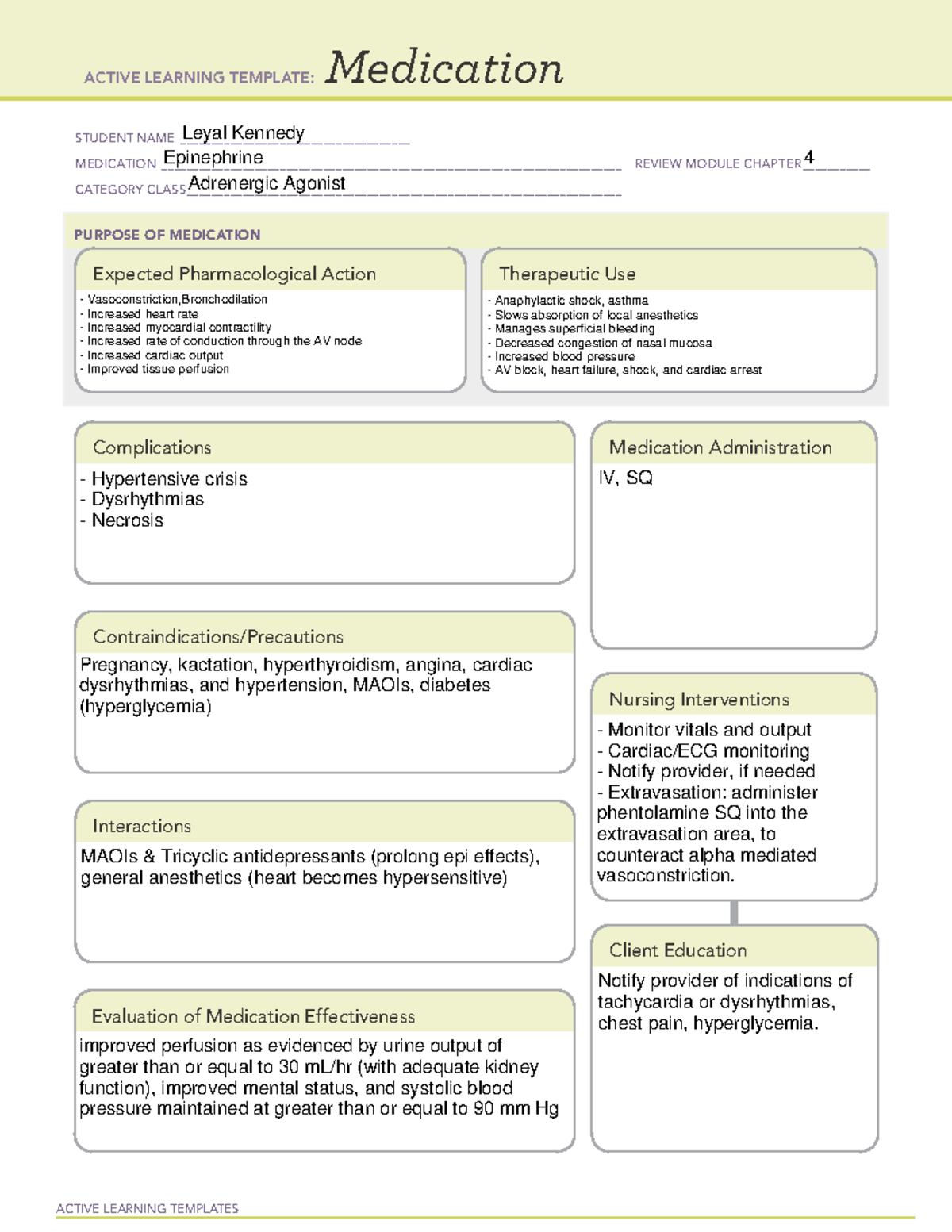 EPI 101: Active Learning Template for Medication Review Module - Studocu