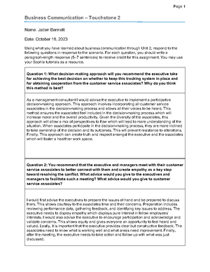 Unit 2 Touchstone 2 Busin com - Business Communication – Touchstone 2 ...
