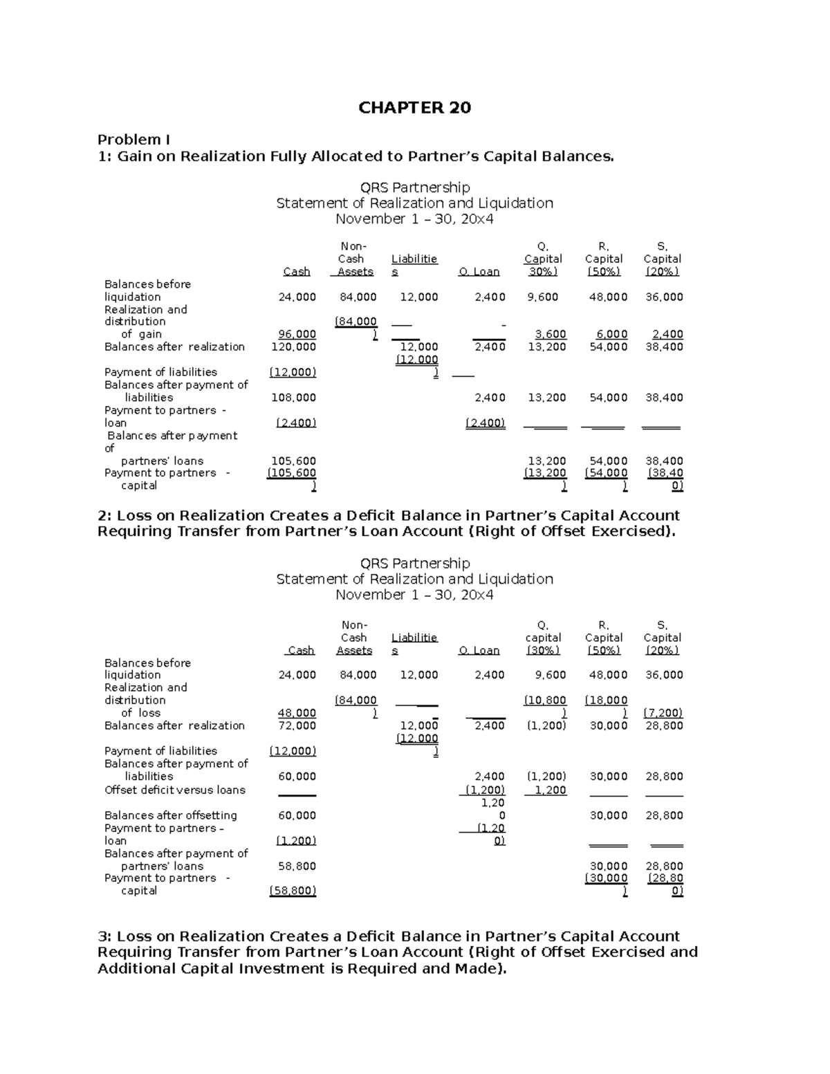 QRS Partnership - Chapter 20 Liquidation and Realization Adjustments ...