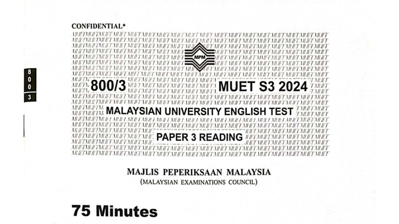 MUET S3 2024 - Reading Test Paper Analysis and Overview - Studocu