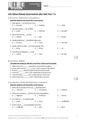 Test A kl. 5 unit 6 - test a kl.5 brainy 6 - UNIT 6 Test A Imię i ...