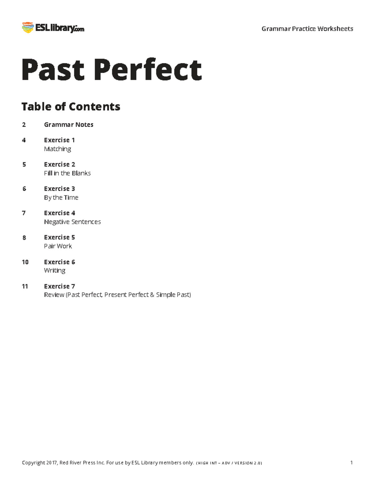 Past Perfect Grammar Practice Worksheets - ESL Library - Studocu