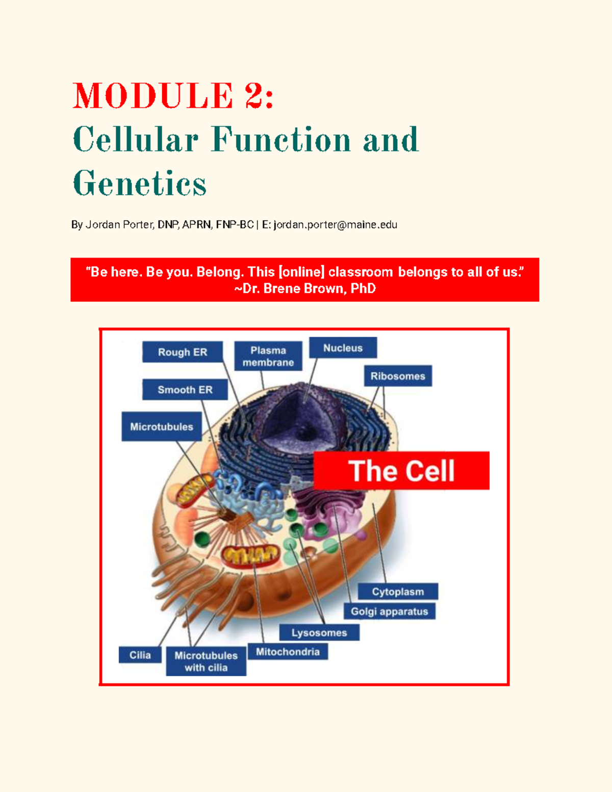 Module 2: Cellular Function and Genetics - Key Concepts and Objectives ...
