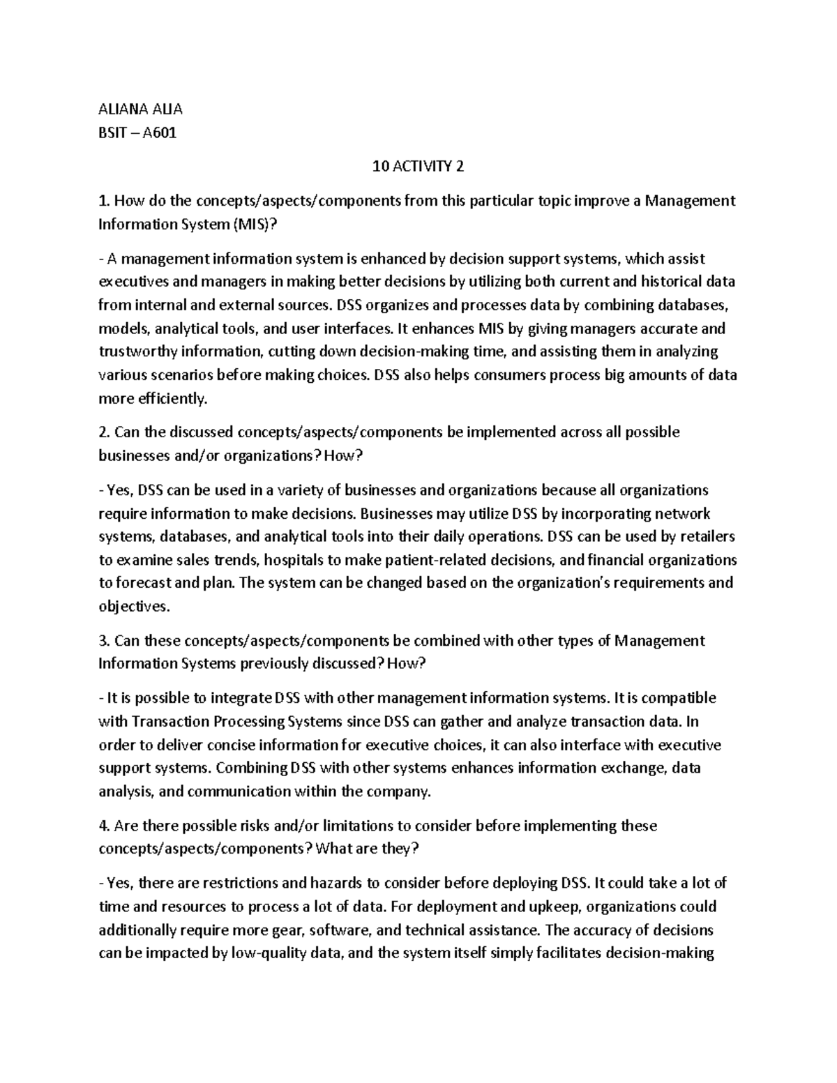 ALIA-A601 10 ACTIVITY 2 - Enhancing Management Information Systems with ...