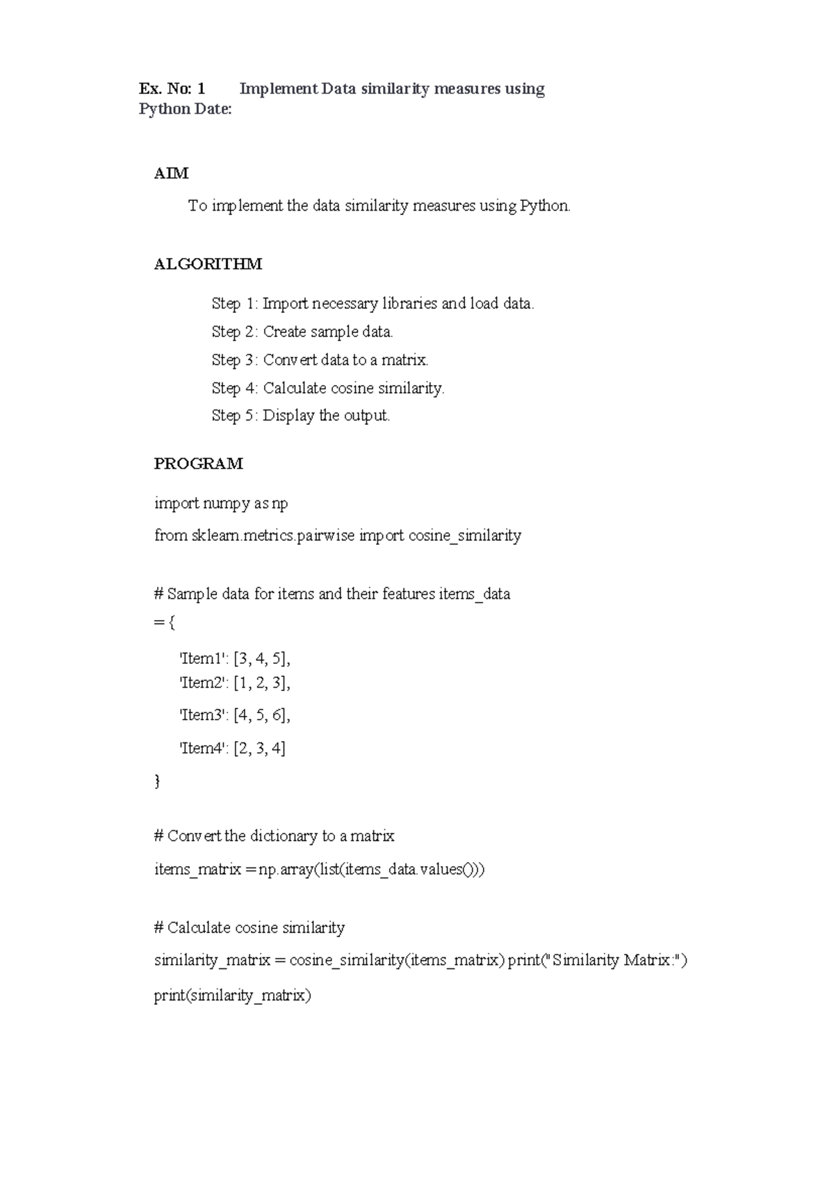 CCS360: Lab Manual on Data Similarity & Recommendation Systems - Studocu