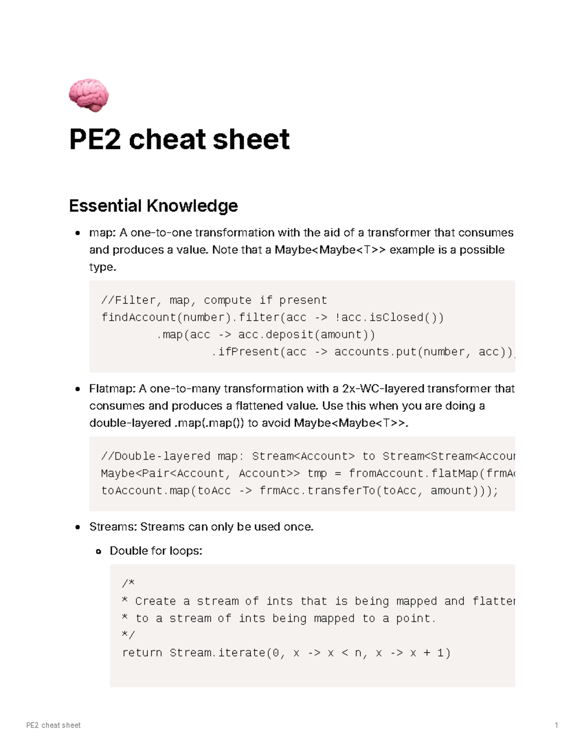 CS2030S PE2 Study Guide: Key Concepts and Code Snippets - Studocu
