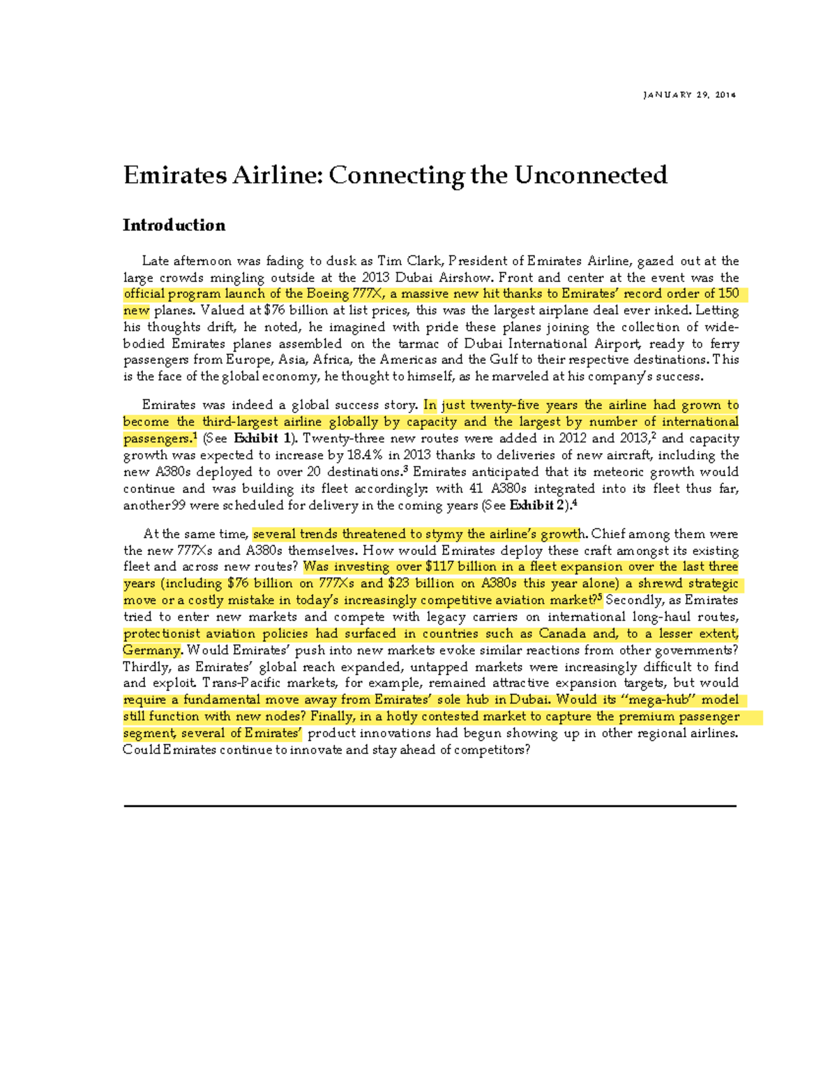 Case Emirates Airline Connecting the Unconnected - J A N U A R Y 2 9 ...