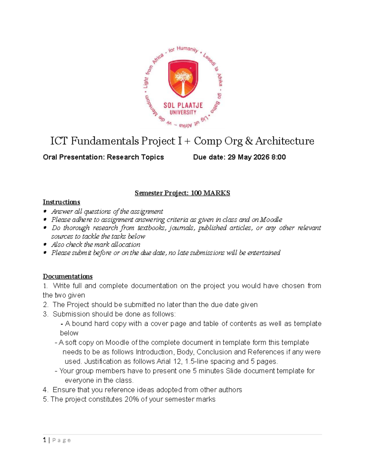 ICT Fundamentals Project II: Org Architecture Oral Presentation Guide ...