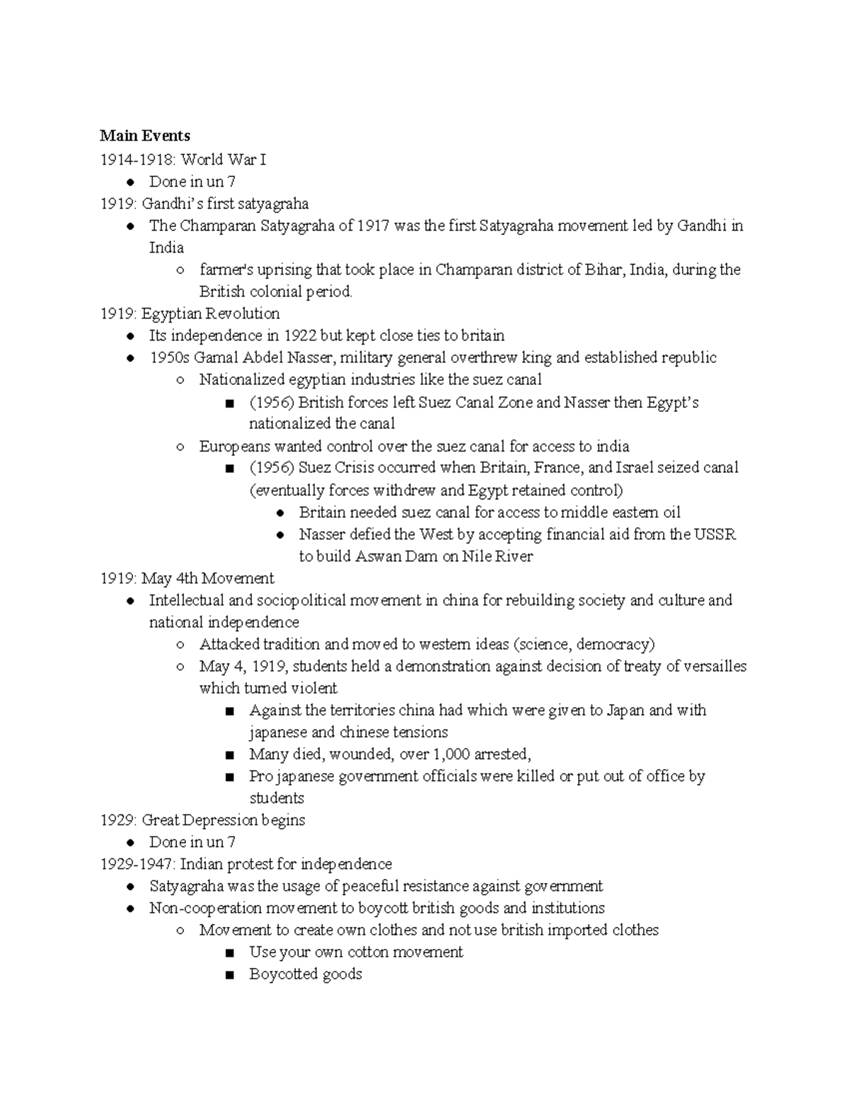 Unit 8 Review: Key Events and Movements in World History (APWH) - Studocu
