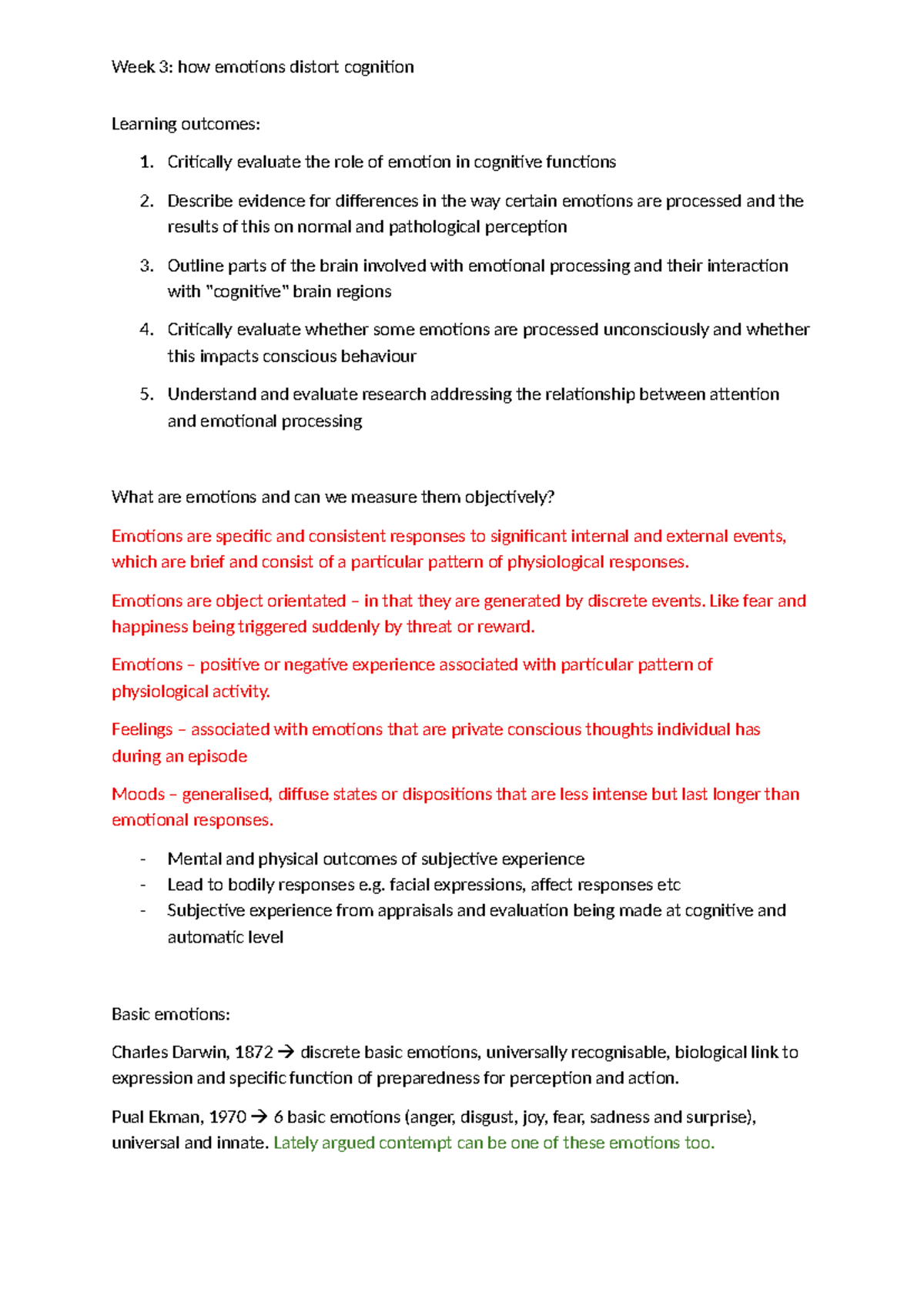 Week 3: Emotions and Their Impact on Cognition - Studocu