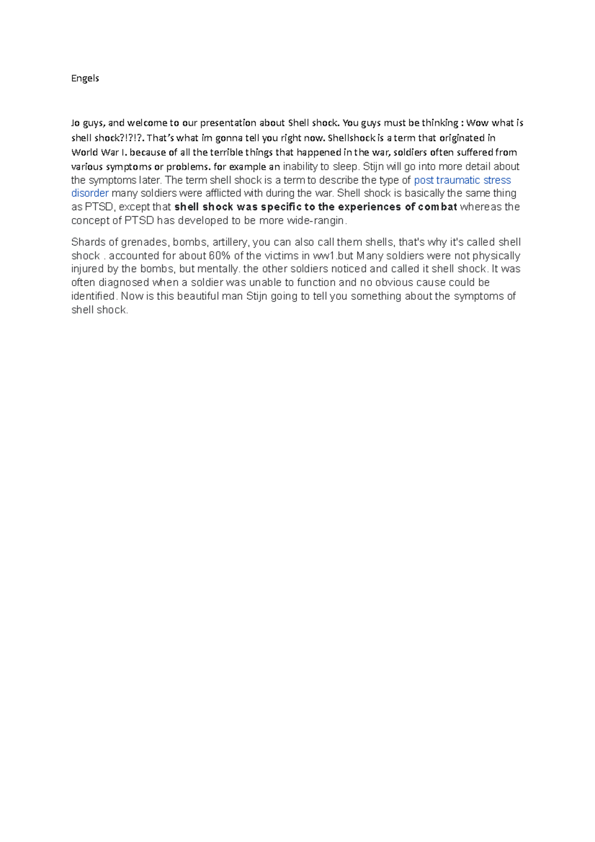 Engels Shell Shock Presentation: Understanding WWI's PTSD Effects ...