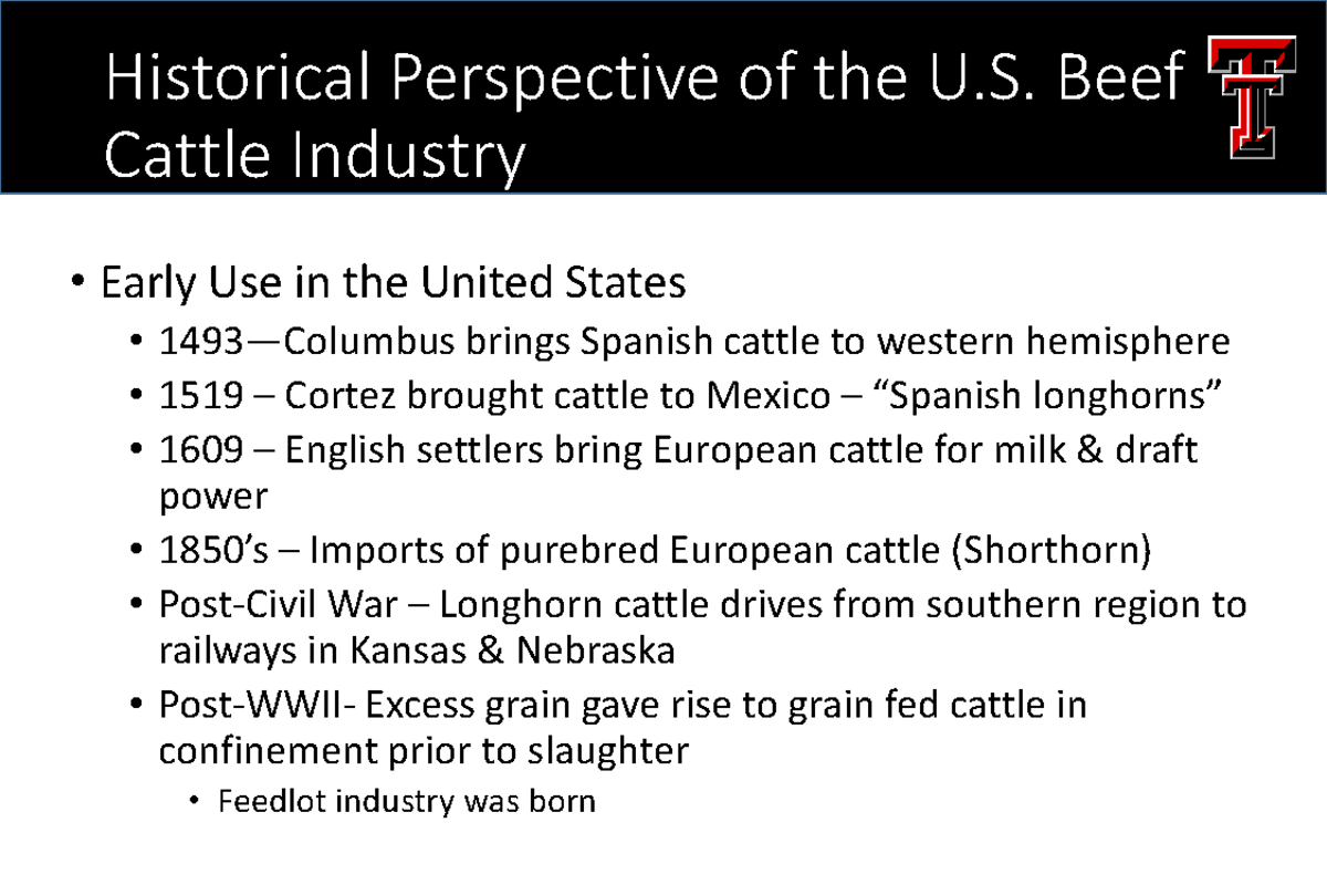 Beef Cattle Breeds and Industry Overview - ASFT 1301 Lecture Notes ...