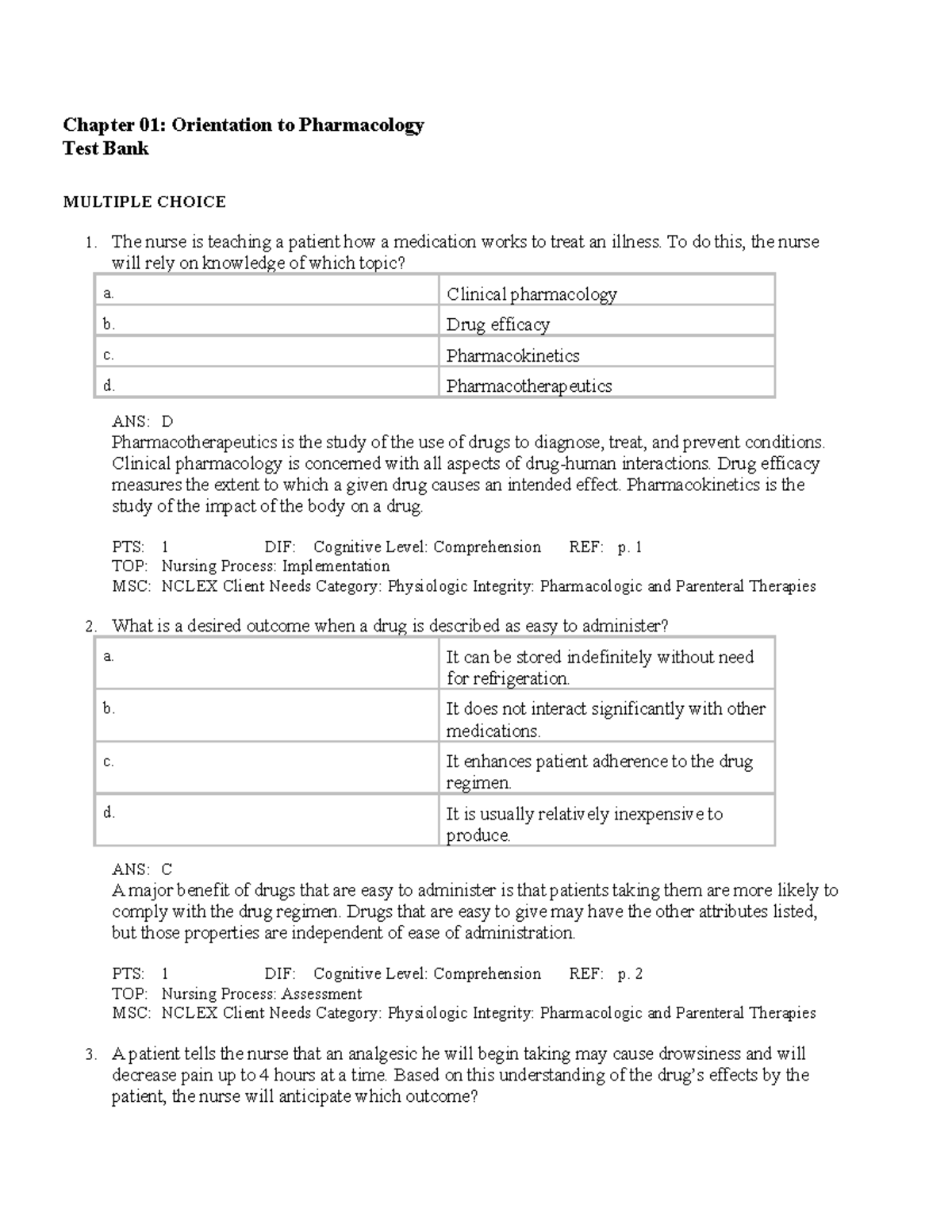 Pharmacology Exam 1 - Comprehensive Test Bank Review - Studocu