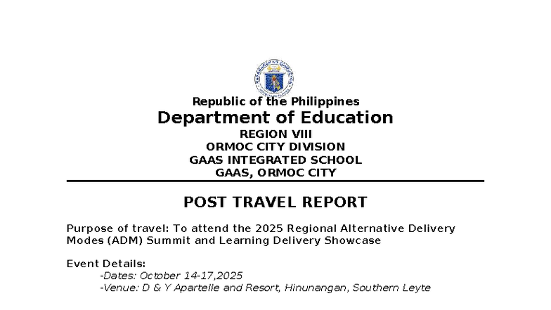 Post-Travel Report: 2025 ADM Summit & Learning Showcase - Studocu