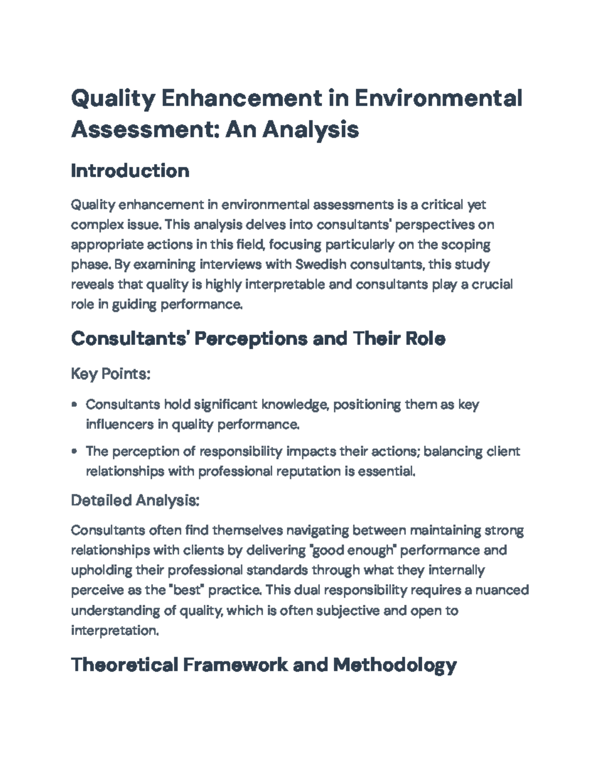 Quality Enhancement in Environmental Assessments: Consultant Insights ...
