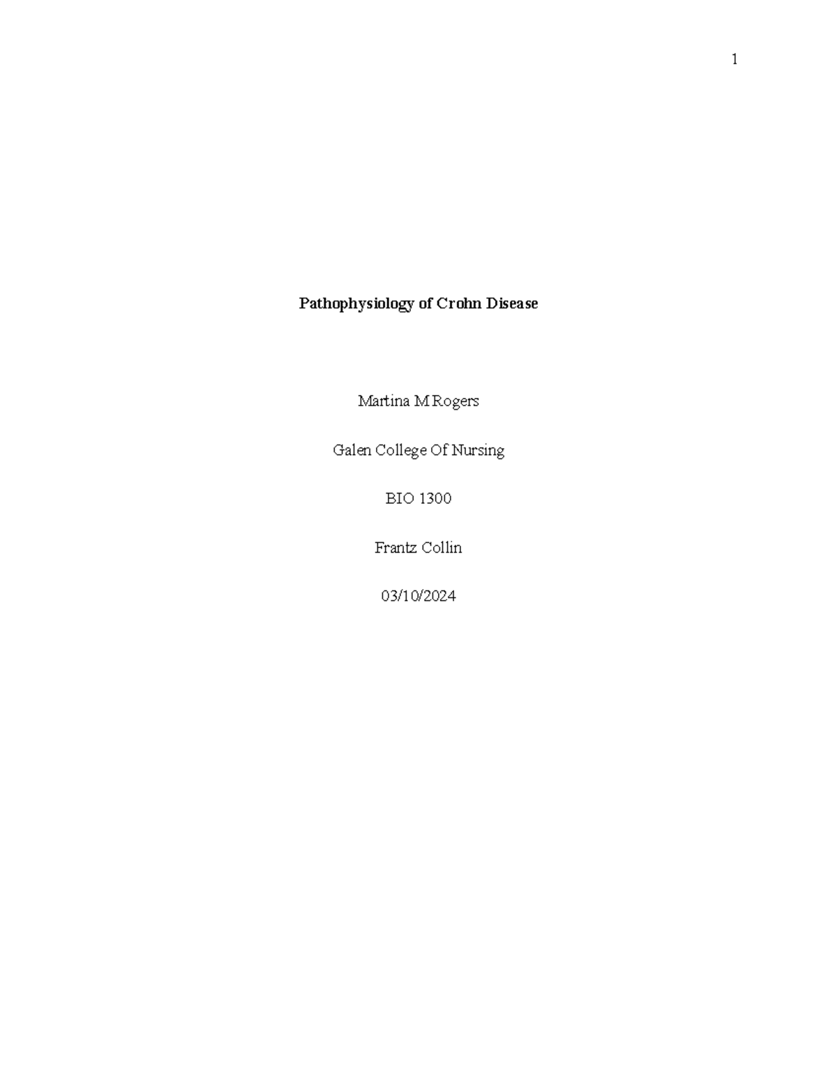 Pathophysiology of Crohn Disease - Pathophysiology of Crohn Disease ...