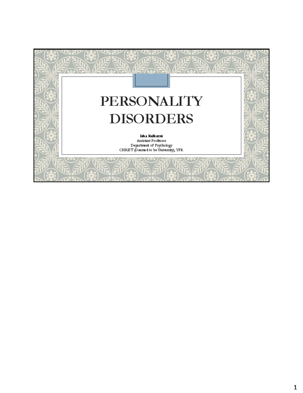 Personality Disorders Overview: Key Concepts and Diagnostic Criteria ...