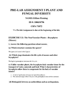 BIOL 1020U Pre Lab Assignment: Statistical Tests in Biology - Studocu