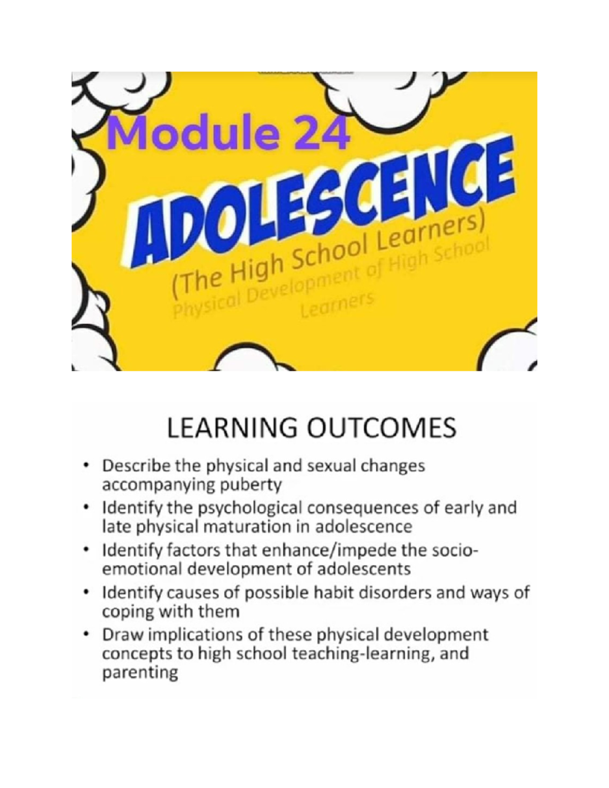 Module 24: Physical Development in High School Students - Studocu