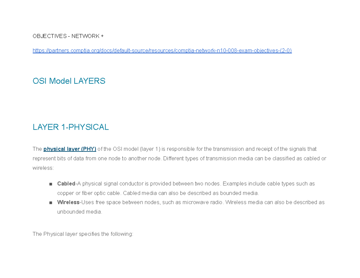 D325 - OSI Model Overview and Networking Concepts Notes - Studocu