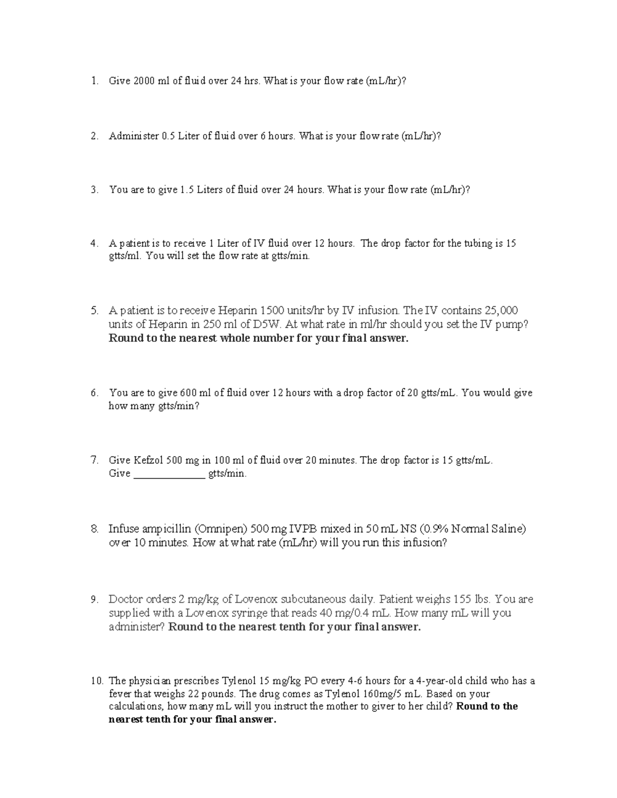 Dosage Calculation 3: IV Flow Rates & Medication Dosing Examples - Studocu