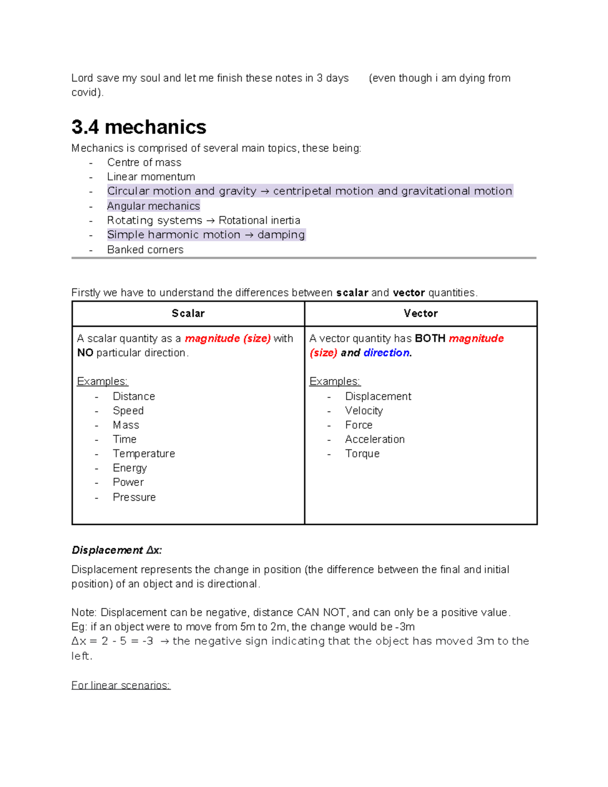 Level 3 Physics Notes: Mechanics and Electricity Concepts - Studocu