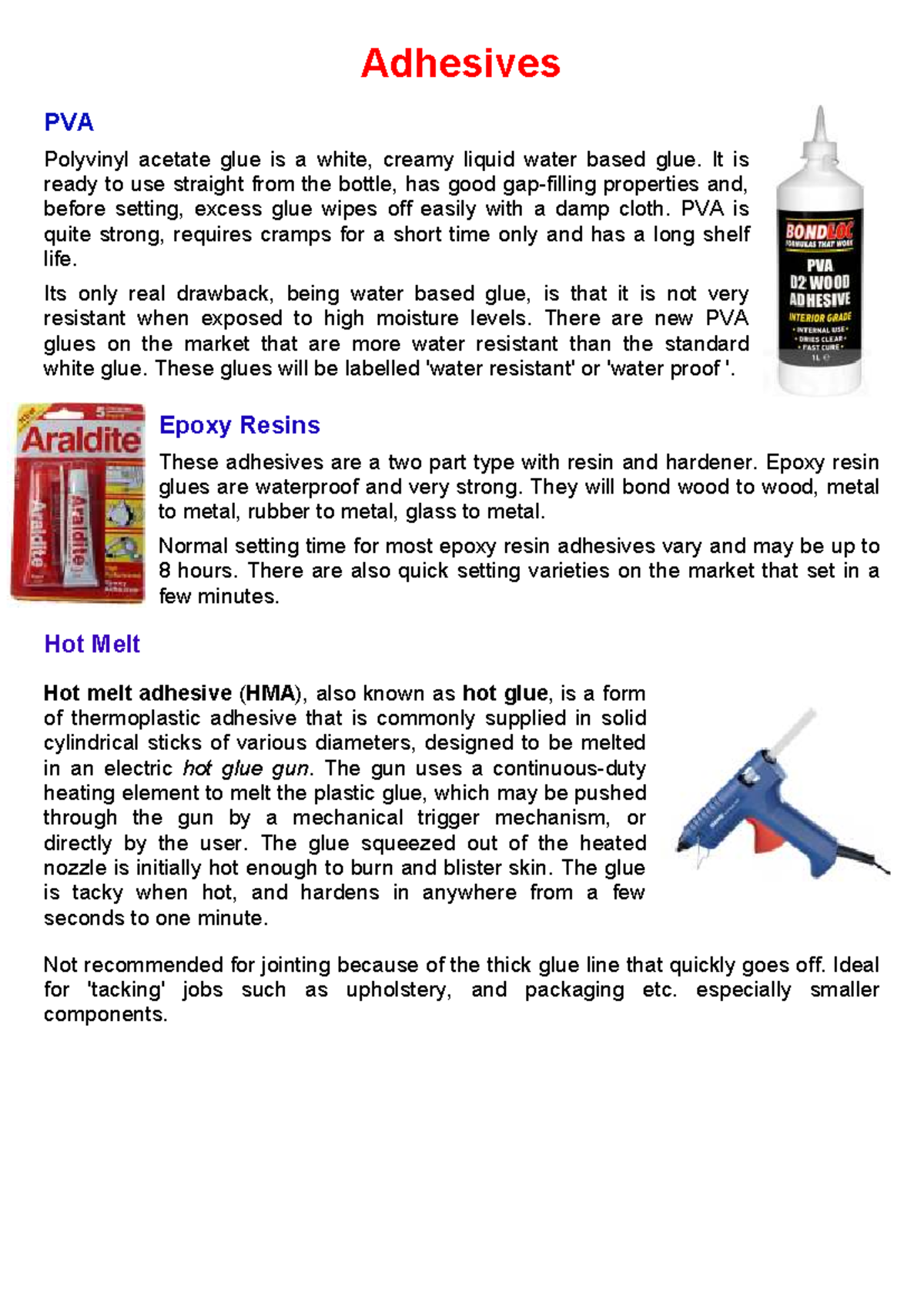 Adhesives Overview: Types and Properties HSC - Studocu