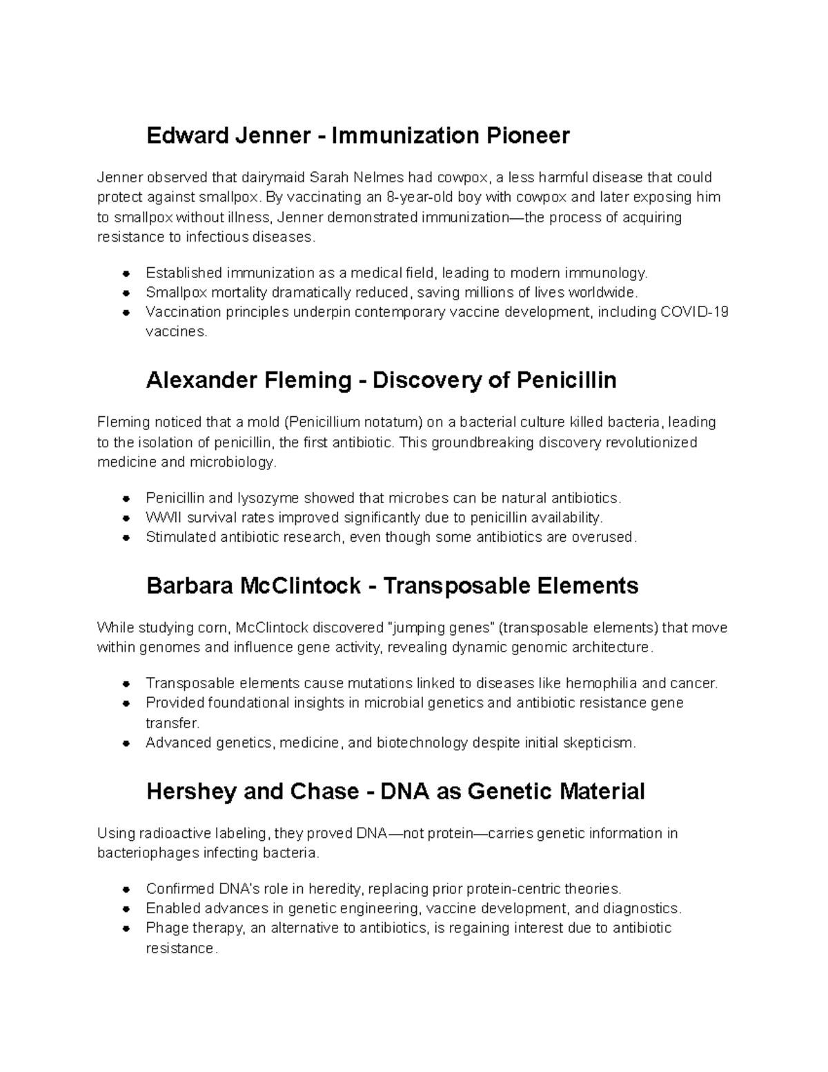 Scientists Reviews - Summary Notes for Test 2 (BIO 101) - Studocu