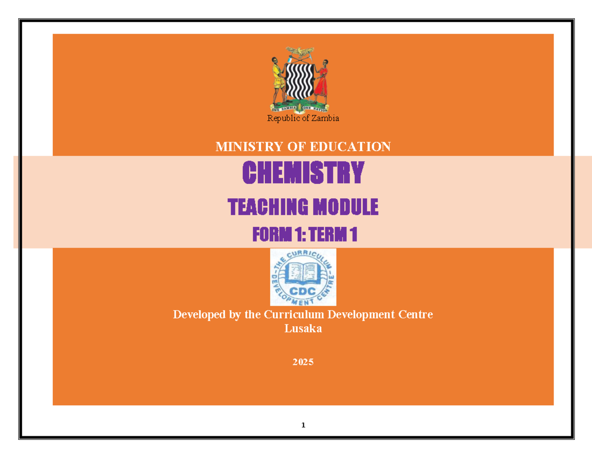 Chemistry Teaching Module Form 1: Term 1 Overview and Activities - Studocu