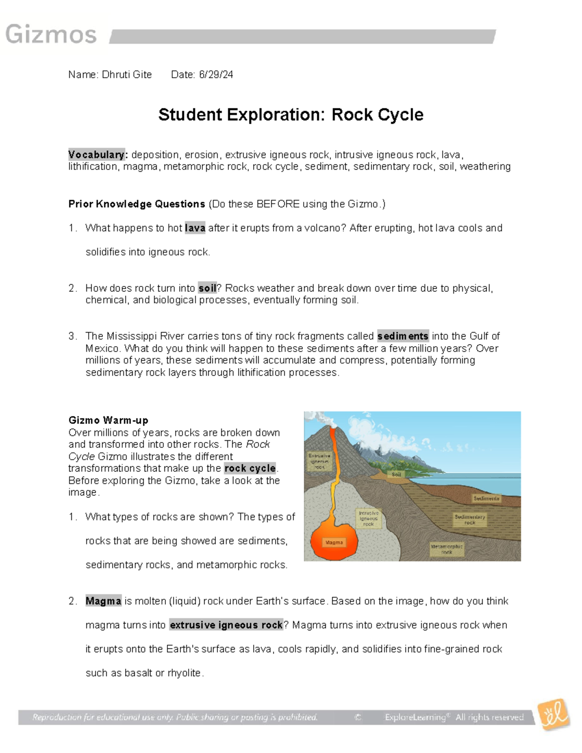 Module 1 Lesson 2: Exploring the Rock Cycle Activity Guide - Studocu