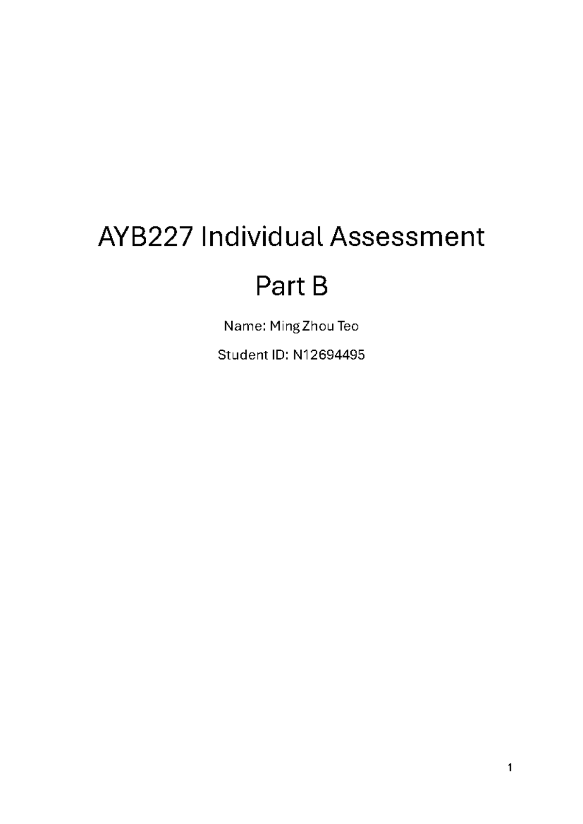 AYB227 Individual Assessment: Comparative Analysis of Pre-IFRS ...