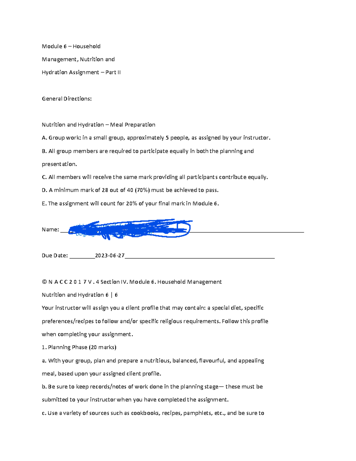 Module 6 - Nutrition & Hydration Assignment Part II Overview - Studocu