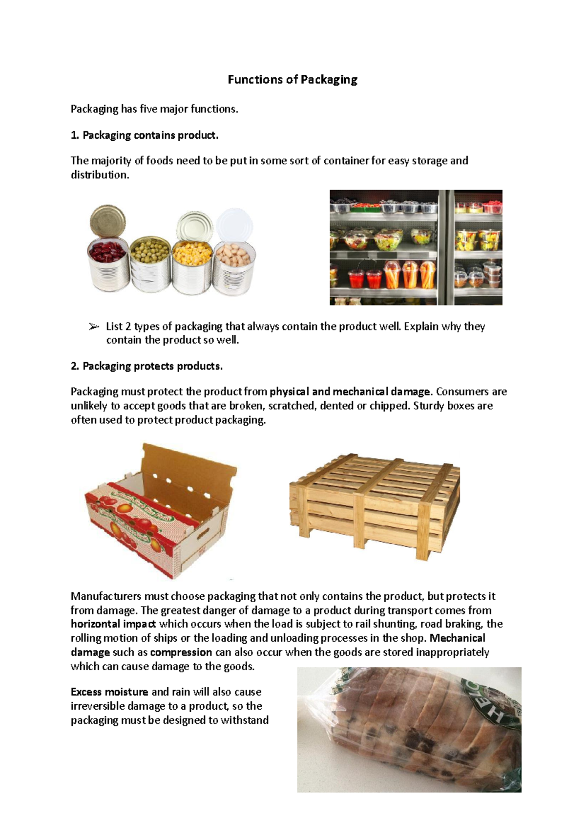 Functions of Packaging: Comprehensive Guide (WFL-345) - Studocu