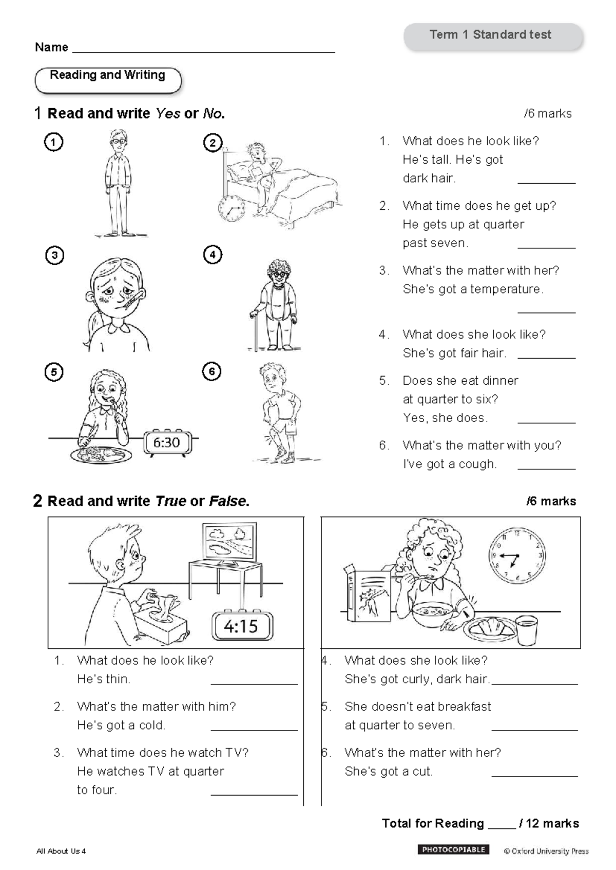 AAU Level 4 Term 1 Standard Test: Reading & Writing Assessment - Studocu