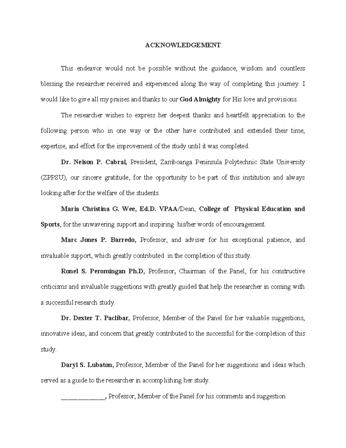Acknowledgement and Dedication for Thesis 2025 - Studocu