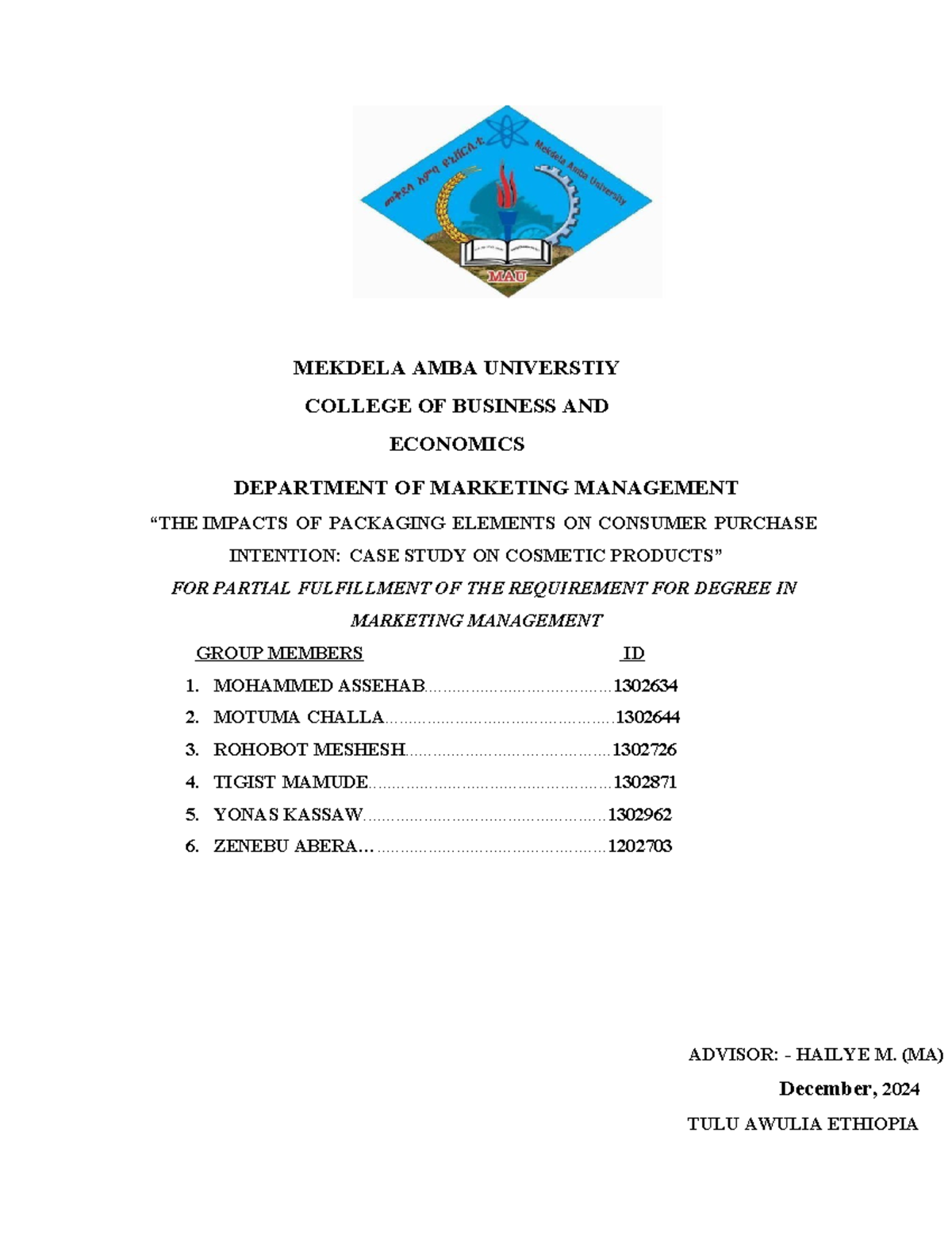 Moha Research - MEKDELA AMBA UNIVERSTIY COLLEGE OF BUSINESS AND ...