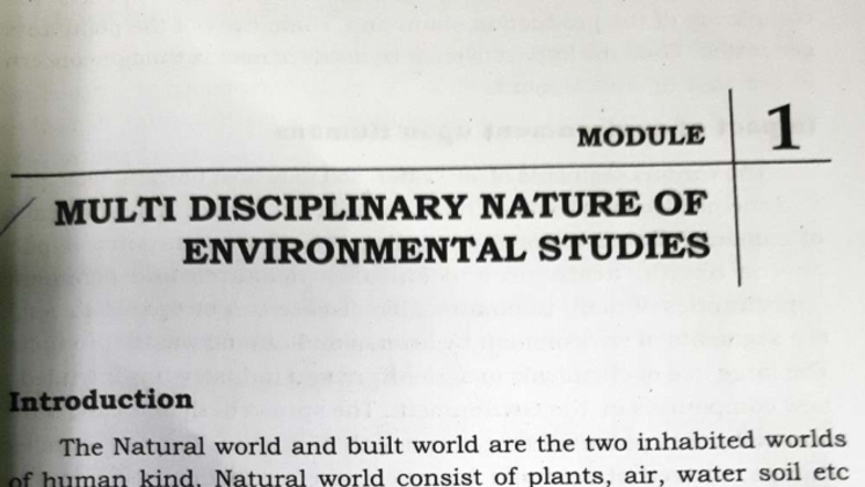 MODULE 1: MULTI-DISCIPLINARY NATURE OF ENVIRONMENTAL STUDIES - ENV ...