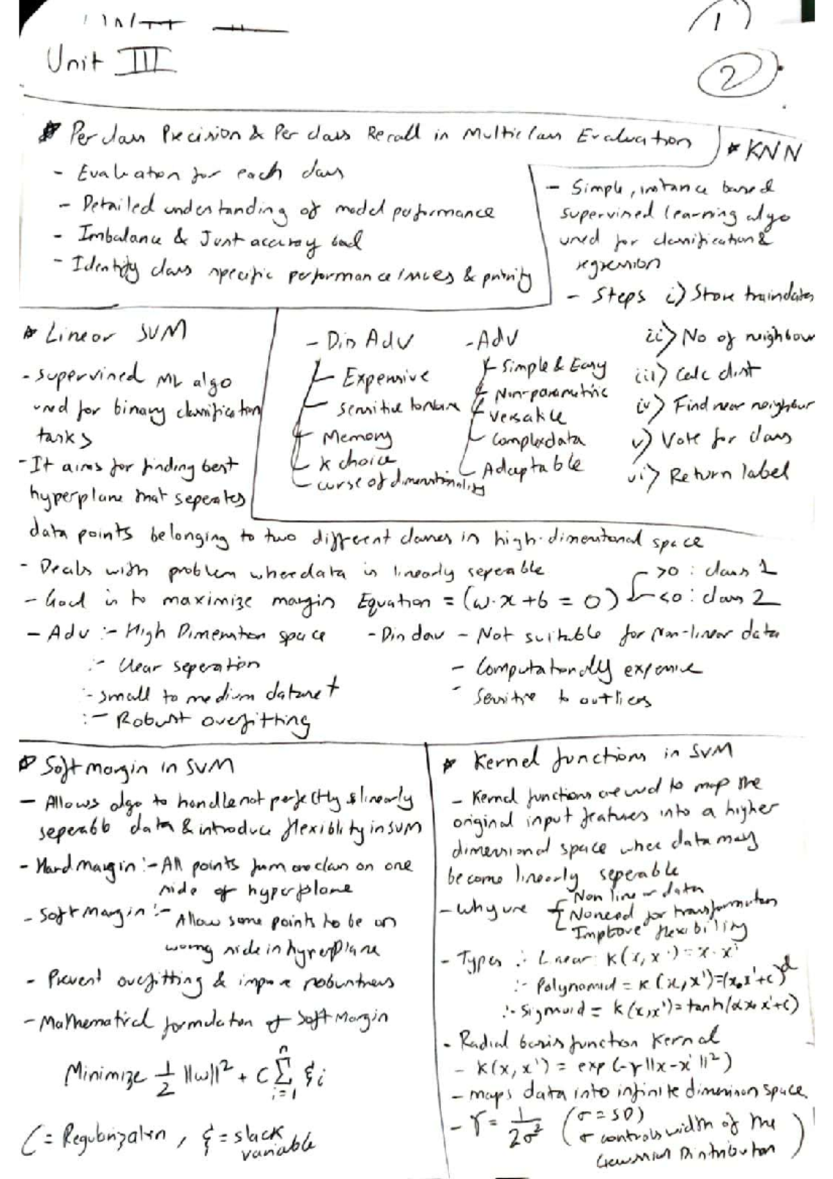 ML Unit 3 notes - Basic Handwritten noted for ML Unit 3 - IT Unit 2 ...