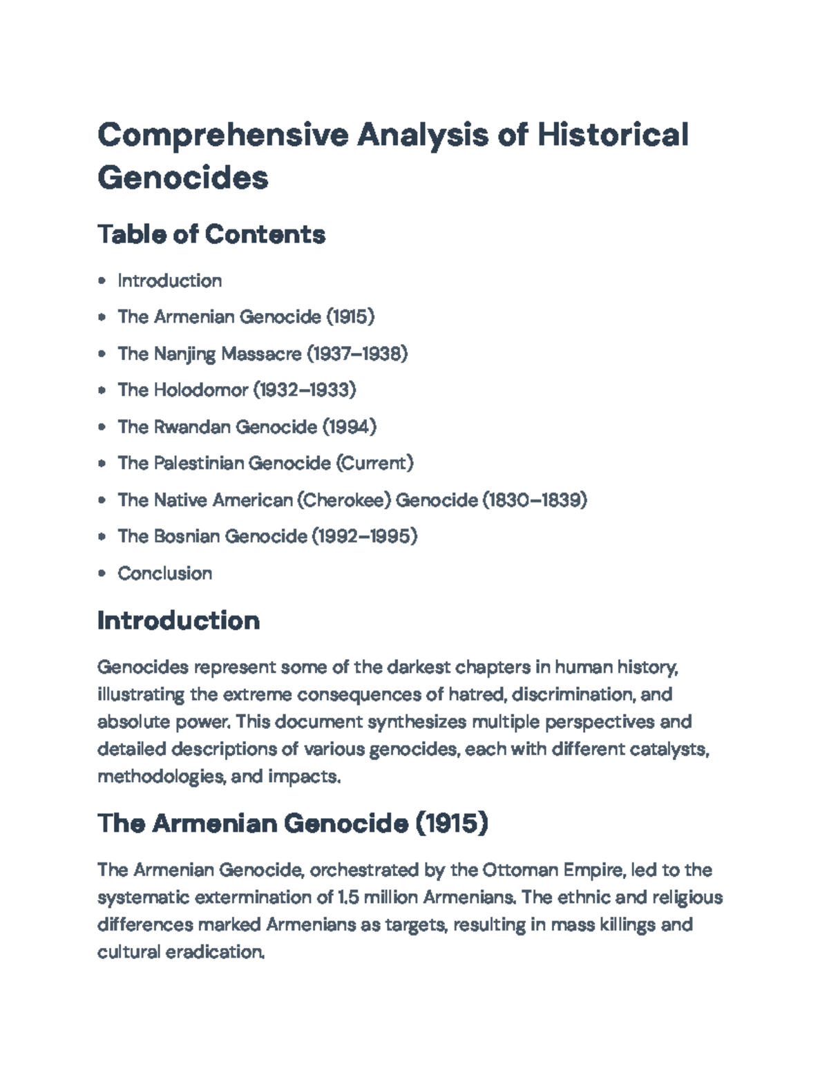 Comprehensive Overview of Historical Genocides Analysis - Comprehensive ...