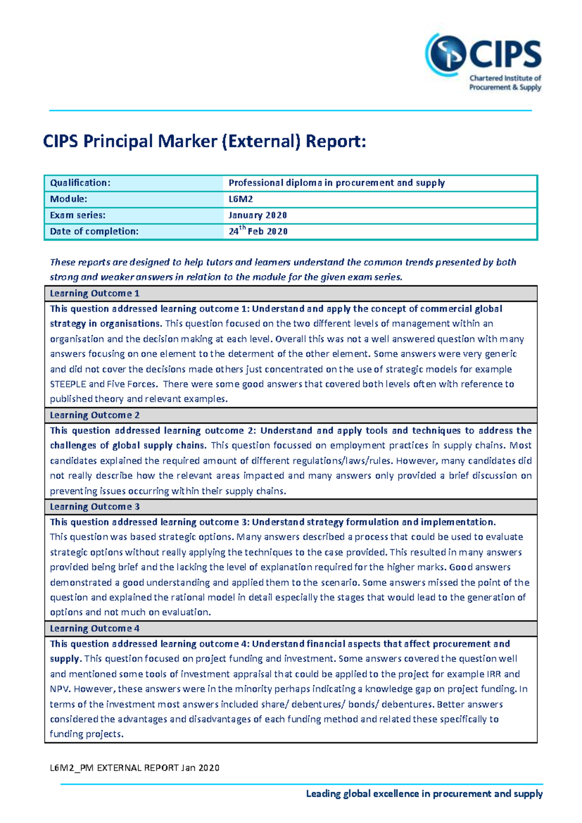 L6M2 External Report: Examining Global Strategy in Procurement & Supply ...