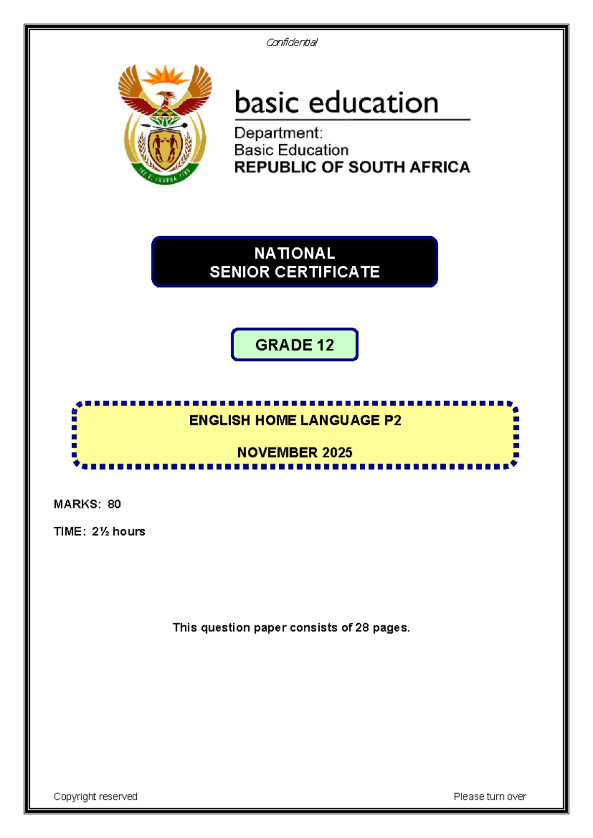 English HL P2 Exam Paper - November 2025 - Studocu