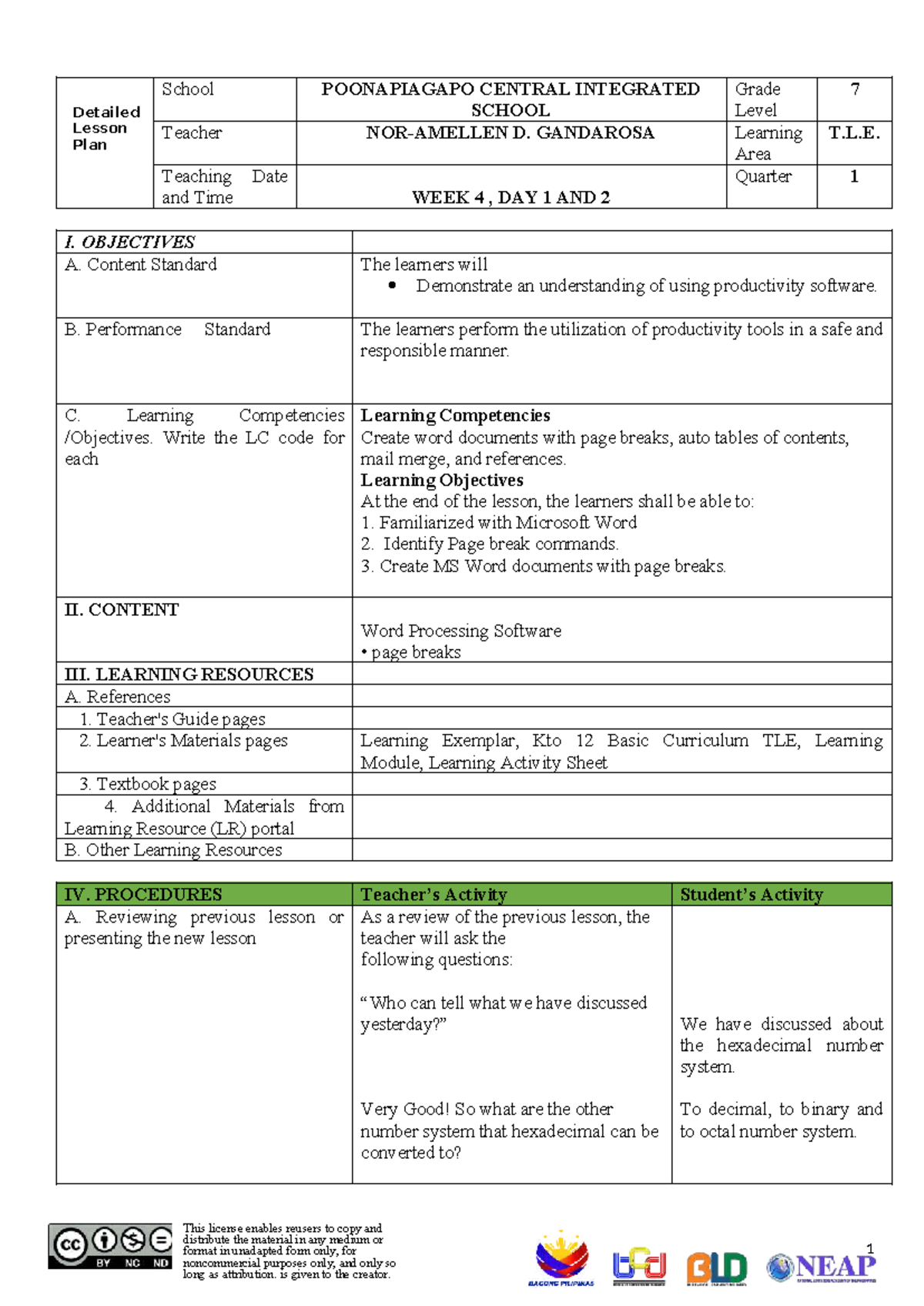 DLP TLE 7 Week 4: Microsoft Word Productivity Tools Lesson Plan - Studocu